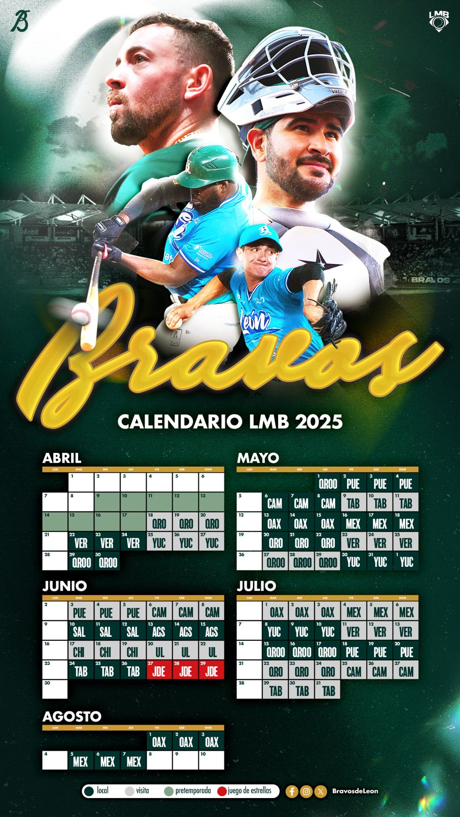 DEFINEN EL CALENDARIO DE BRAVOS PARA LA TEMPORADA 2025 | Noticomercio ...